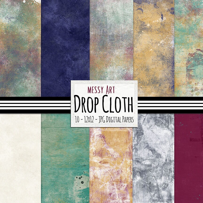 Painted Digital Paper Artists Canvas Drop Cloth Backgrounds | Etsy