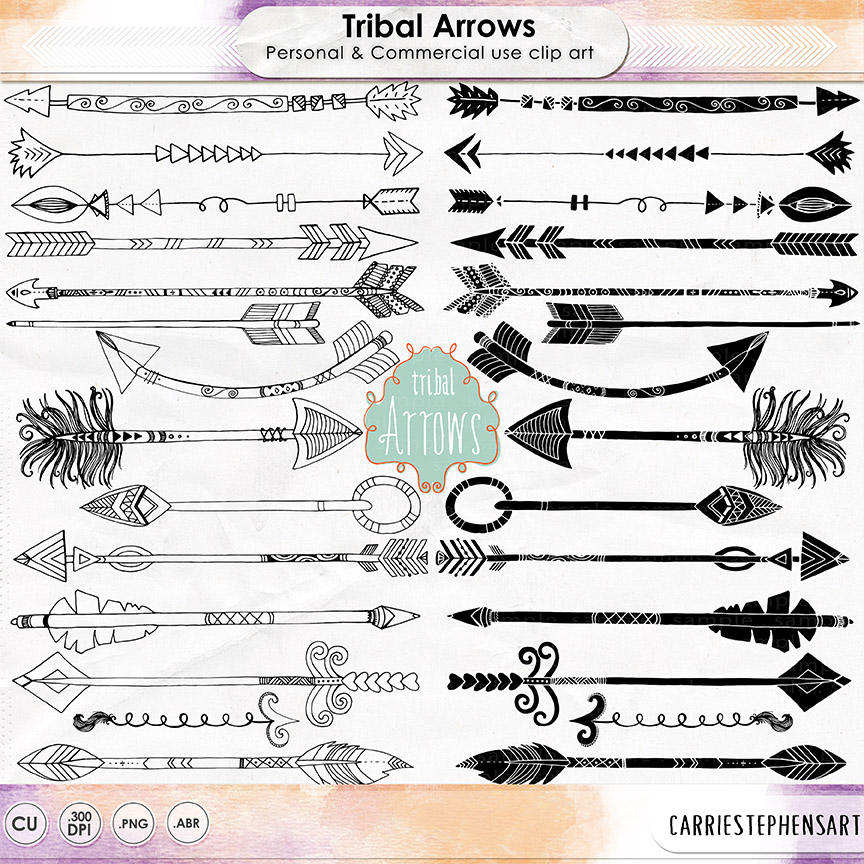 Boho Arrows Clipart Tribal Design Arrow Clipart Doodle Hand - Etsy Canada