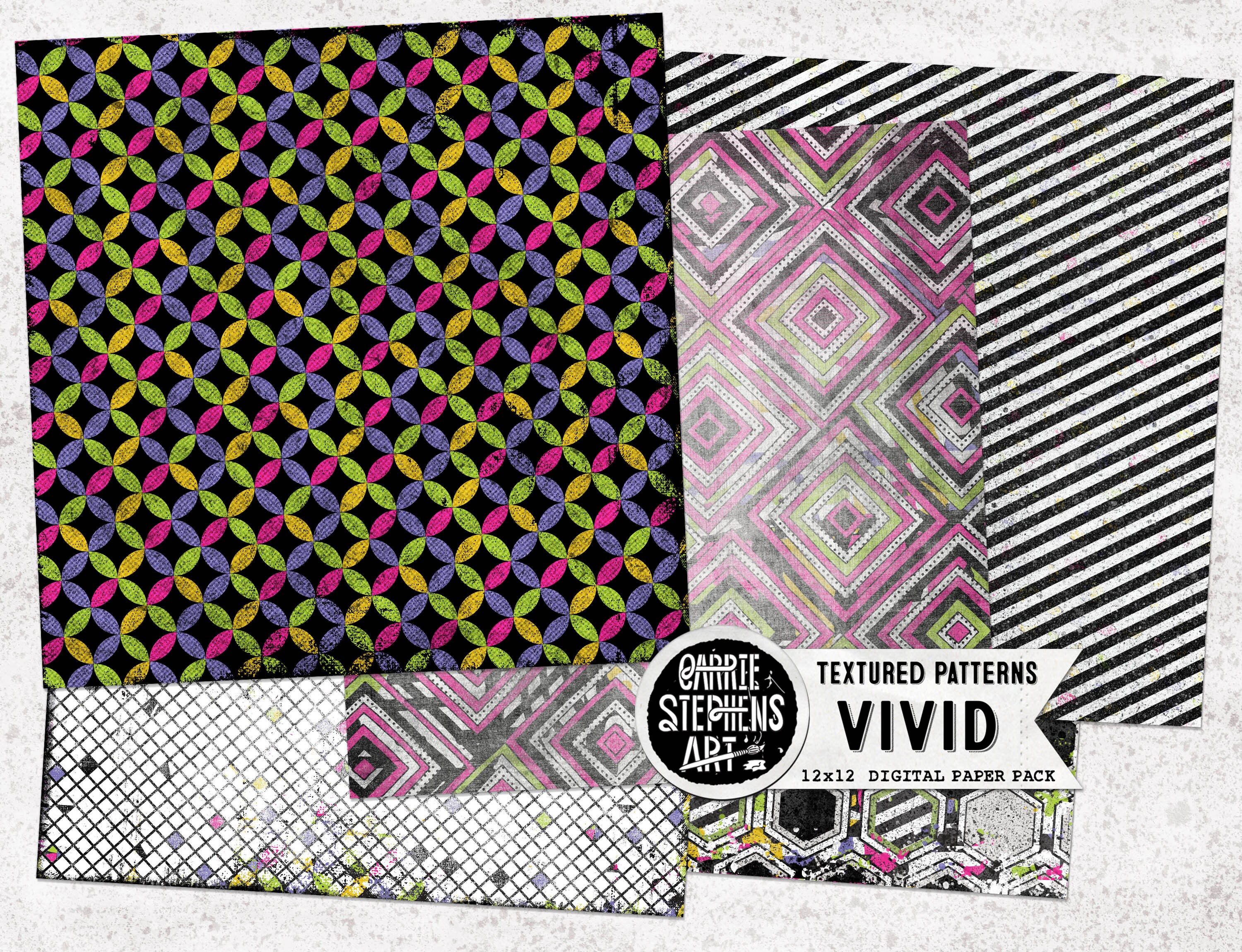Vivid Digital Paper Textured Background, Hot Pink, Purple, Green, Black ...