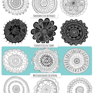 Zen Hand-drawn Medallion Clipart, Circle Mandala Line Art Illustrations ...