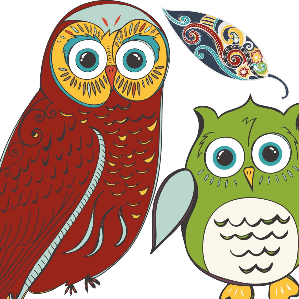 Rainbow Owl Clip Art Colorful Primary Children Digital | Etsy
