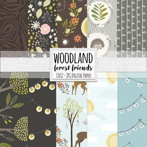 Woodland Scrapbook Paper, Forest Friend Patterned Background Paper ...