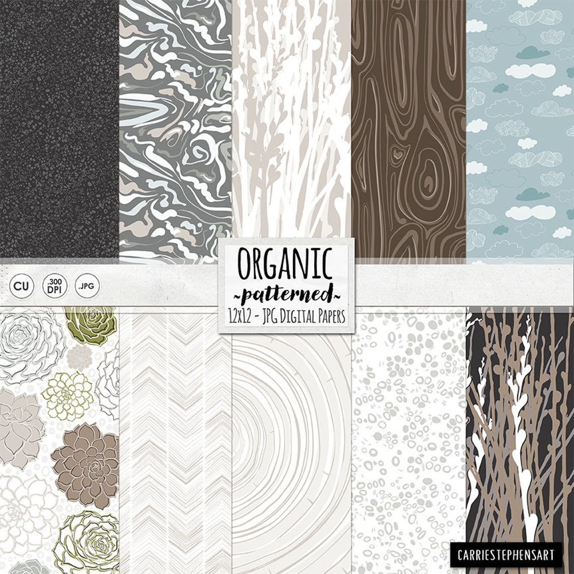 Organic Digital Scrapbook Paper Nature Inspired Background | Etsy