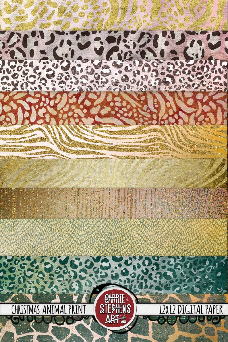 Christmas Animal Print Digital Paper Leopard Pattern Textured | Etsy