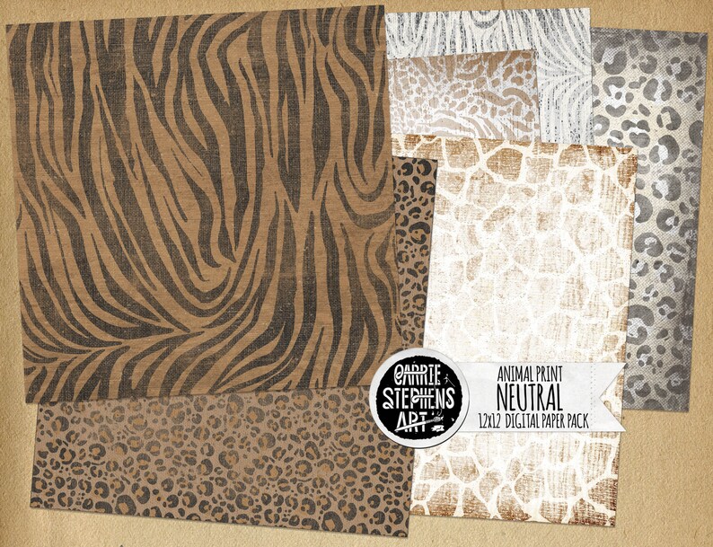 Neutral Animal Print Digital Scrapbook Paper Printable - Etsy