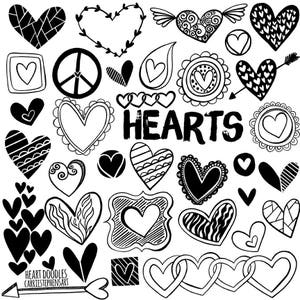 Line Heart Border Clipart, Heart Digital Stamps, Printable Border PNG ...