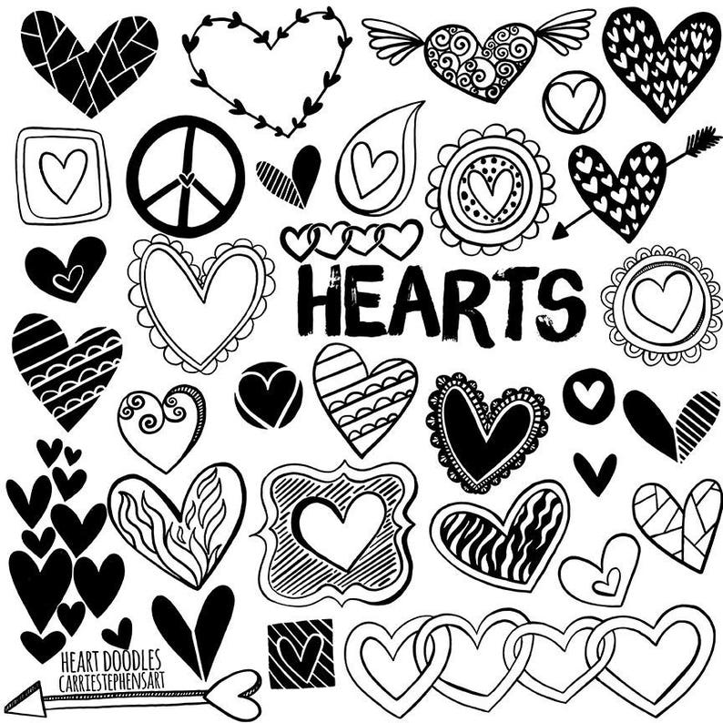 Line Heart Border Clipart Heart Digital Stamps Printable - Etsy UK