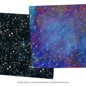 Starry Skies Digital Paper, Cosmic Galaxy Background, Star Digital ...