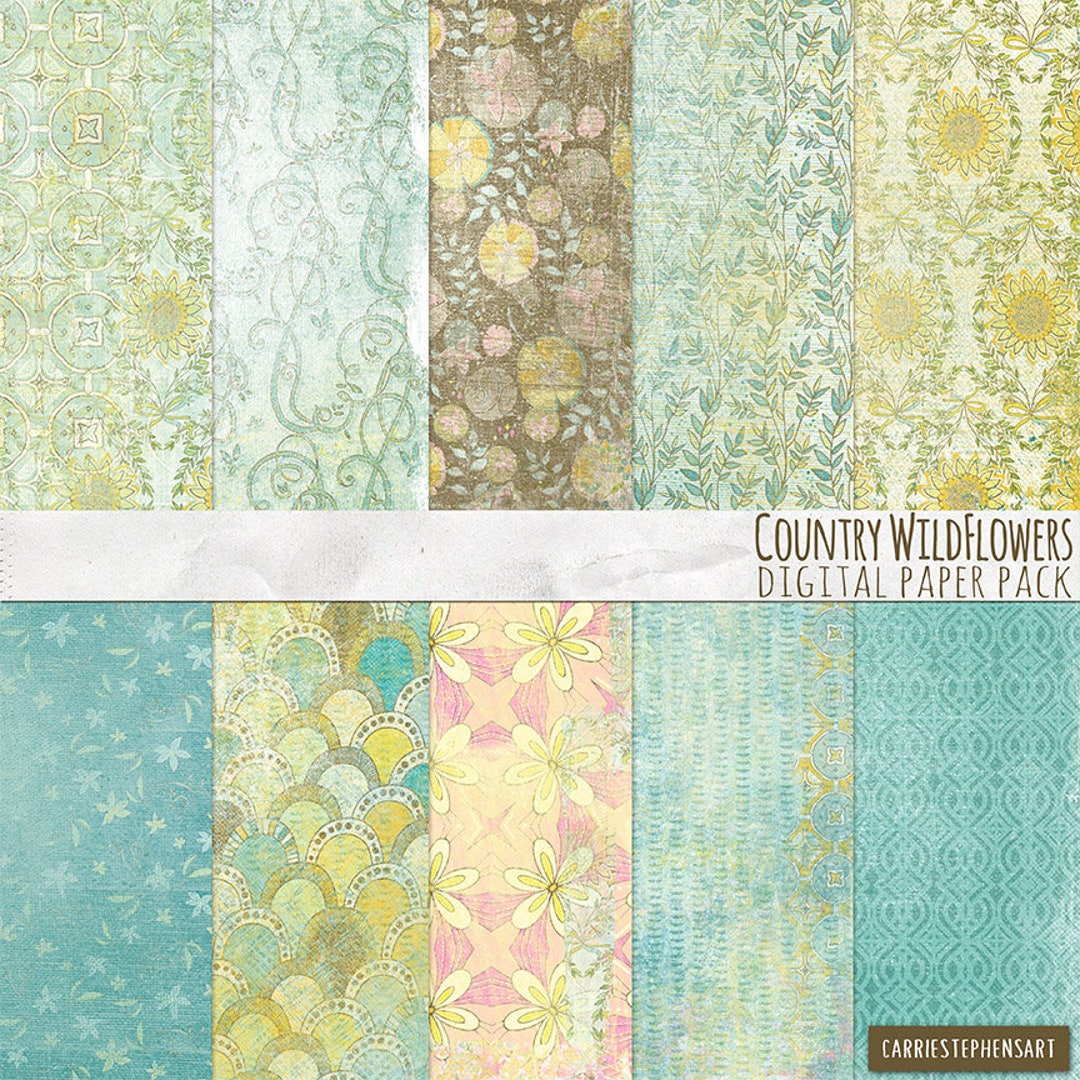 Vintage Scrapbook Backgrounds, Shabby Chic Floral Digital Paper ...