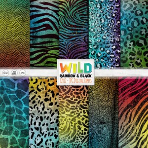 Rainbow Leopard Pattern Digital Paper Animal Print Background | Etsy