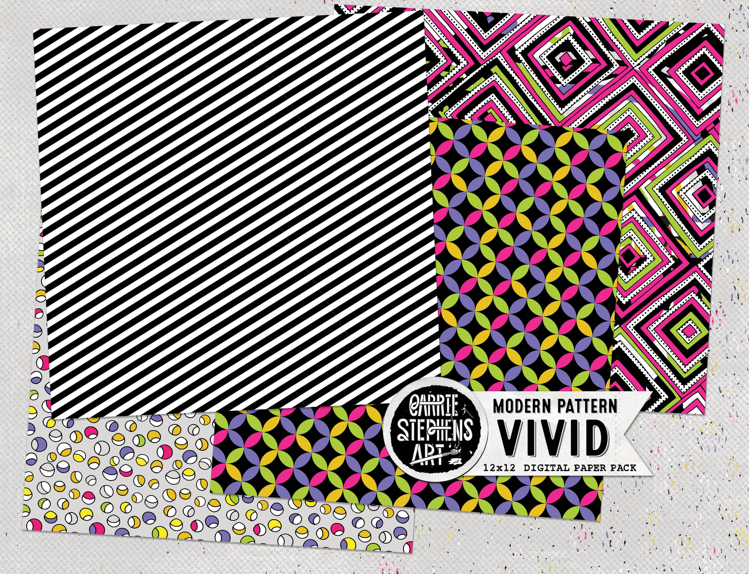 Modern Geometric Pattern Scrapbook Paper Vivid Pink Digital - Etsy Canada