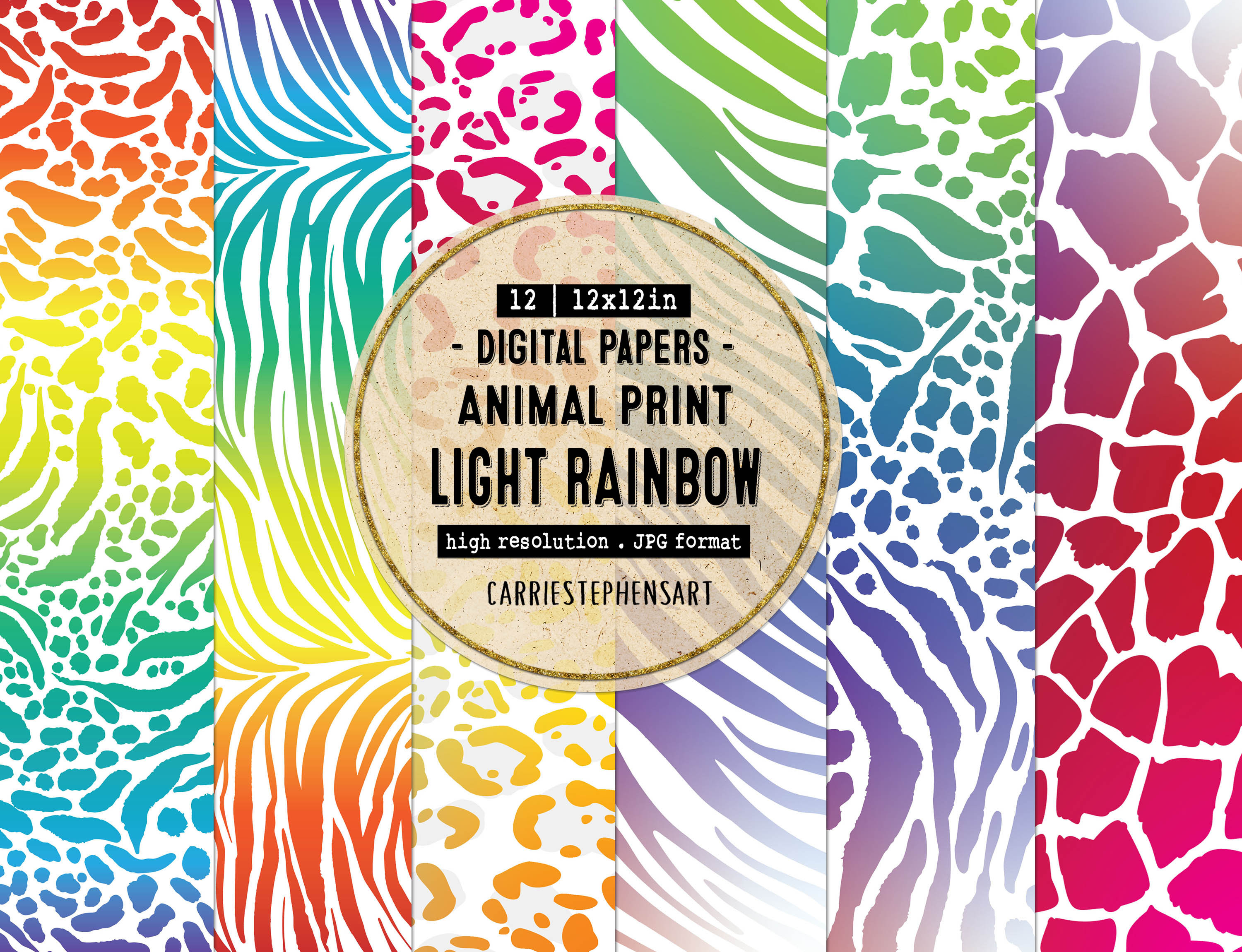 Paper Ephemera Paper Paper & Party Supplies Set/12 Digital Paper Green ...