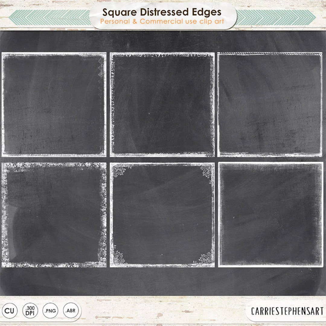 Inked Photo Overlays, Grunge Border Edges, Square Distressed Borders ...
