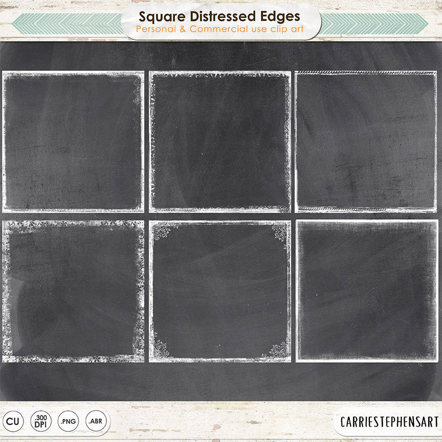 Inked Photo Overlays, Grunge Border Edges, Square Distressed Borders ...