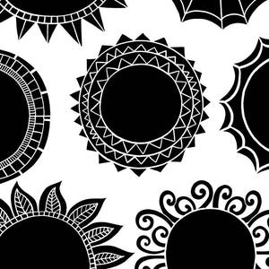 Sunshine Labels, Circle Doodle Border Clip Art, Printable Monogram Text ...