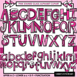 Alphabet Clipart Bundle, Vivid Jewel Tone Stained Glass Alphabet ...