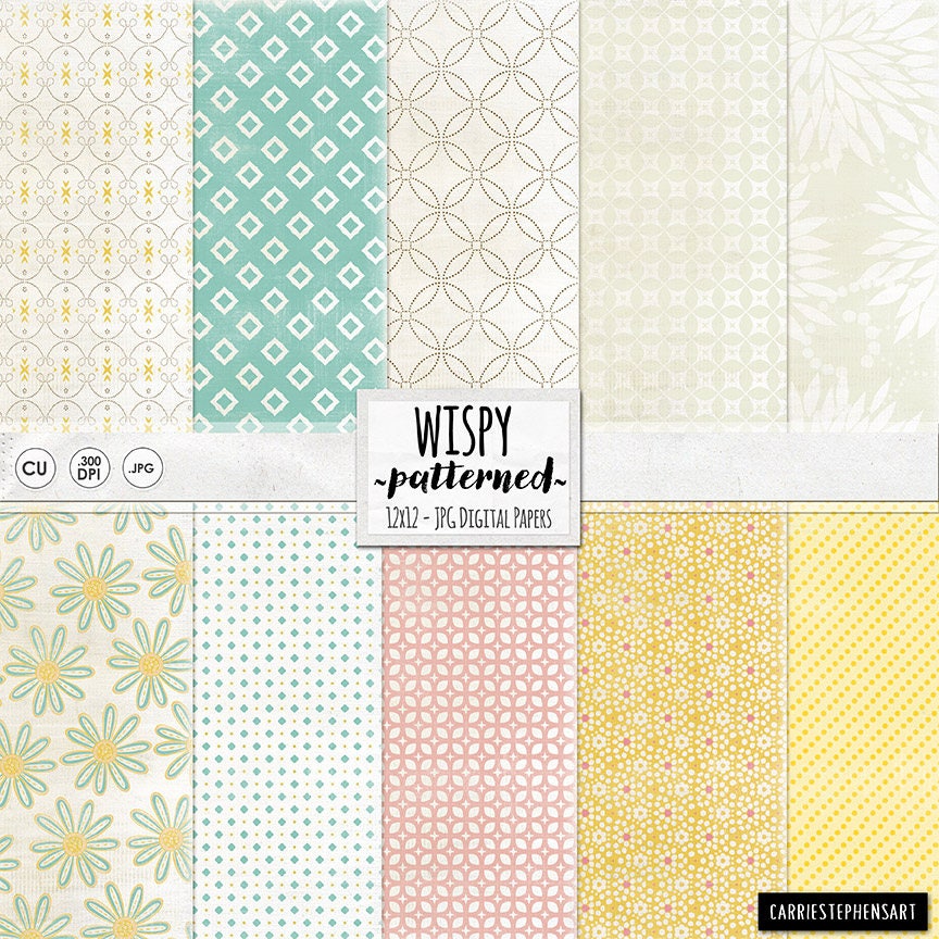 Pastel Digital Papers Pink Blue & Yellow Digital | Etsy