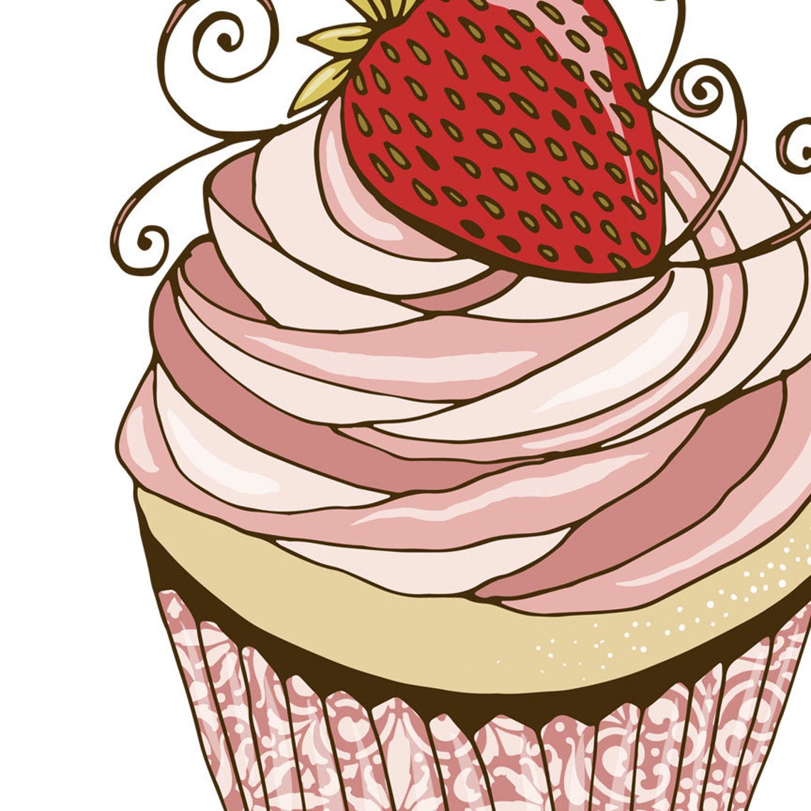 Pink Cupcake ClipArt Girl Birthday Party Digital Graphics | Etsy