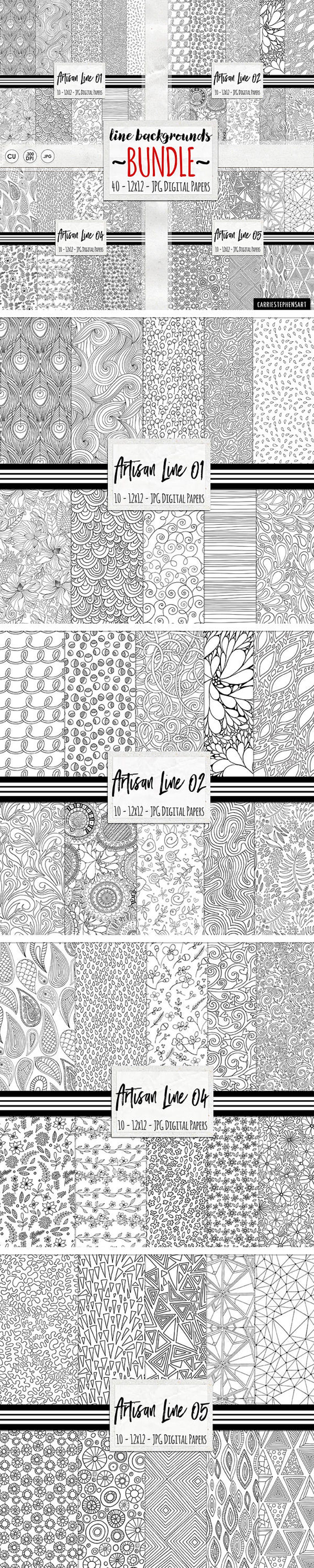 Black and White Digital Background Bundle, Digital Paper Bundle ...