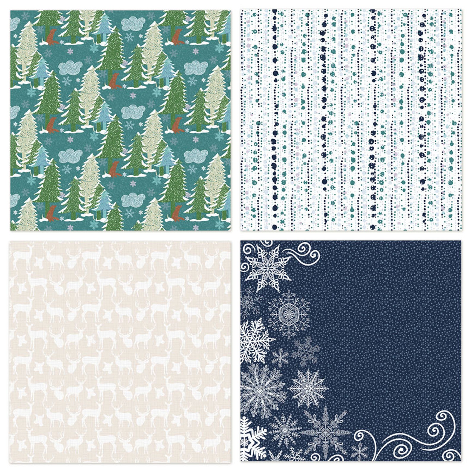 Woodland Winter Digital Paper Christmas Backgrounds - Etsy