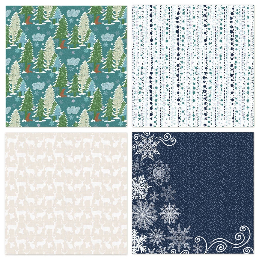 Woodland Winter Digital Paper Christmas Backgrounds - Etsy