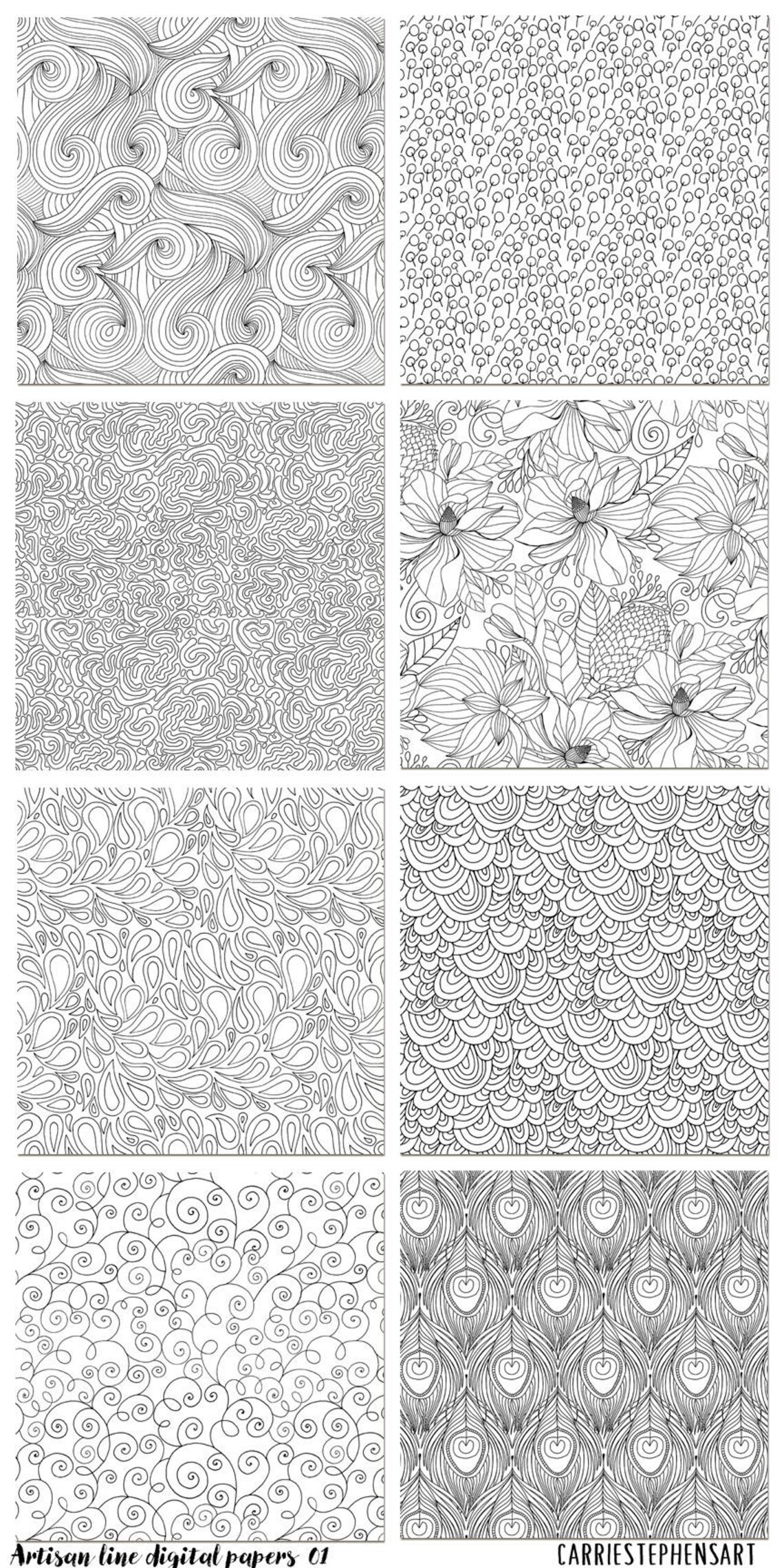 Black and White Digital Background Bundle, Digital Paper Bundle ...
