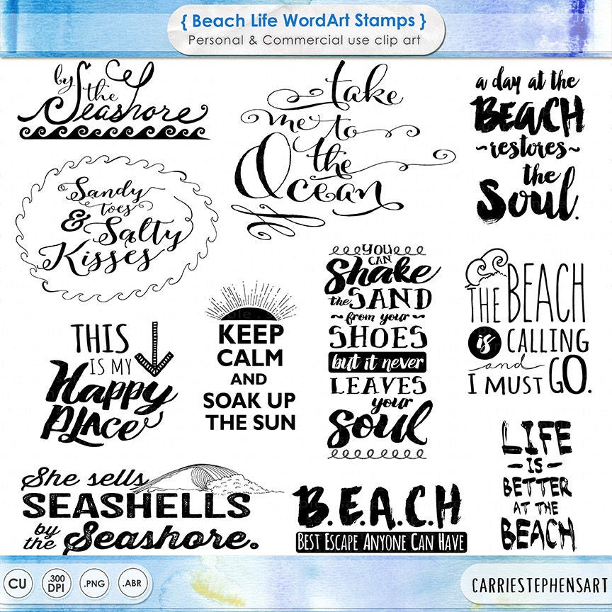 Beach Typography Word Art, Summer Inspirational Quote, Digital ...