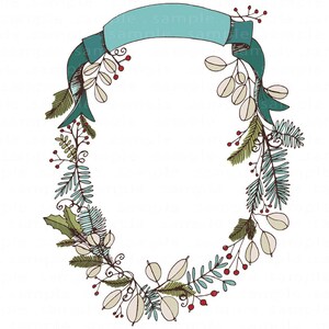 Christmas Wreath Clipart, Christmas Wreaths Clip Art, Hand-drawn ...