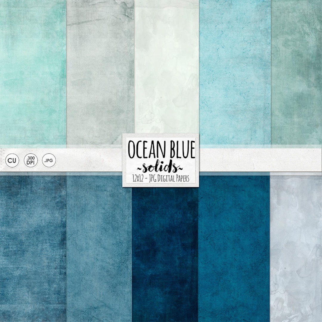 Ocean Blue Textured Background, Nautical Navy-blue Digital Paper, Solid ...