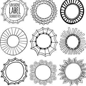 Sunshine Labels, Circle Doodle Border Clip Art, Printable Monogram Text ...