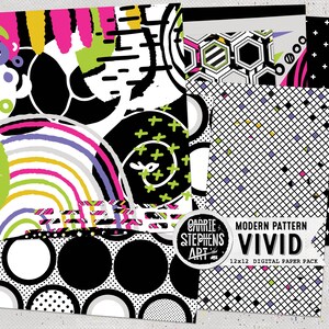 Modern Geometric Pattern Scrapbook Paper, Vivid Pink Digital Background ...