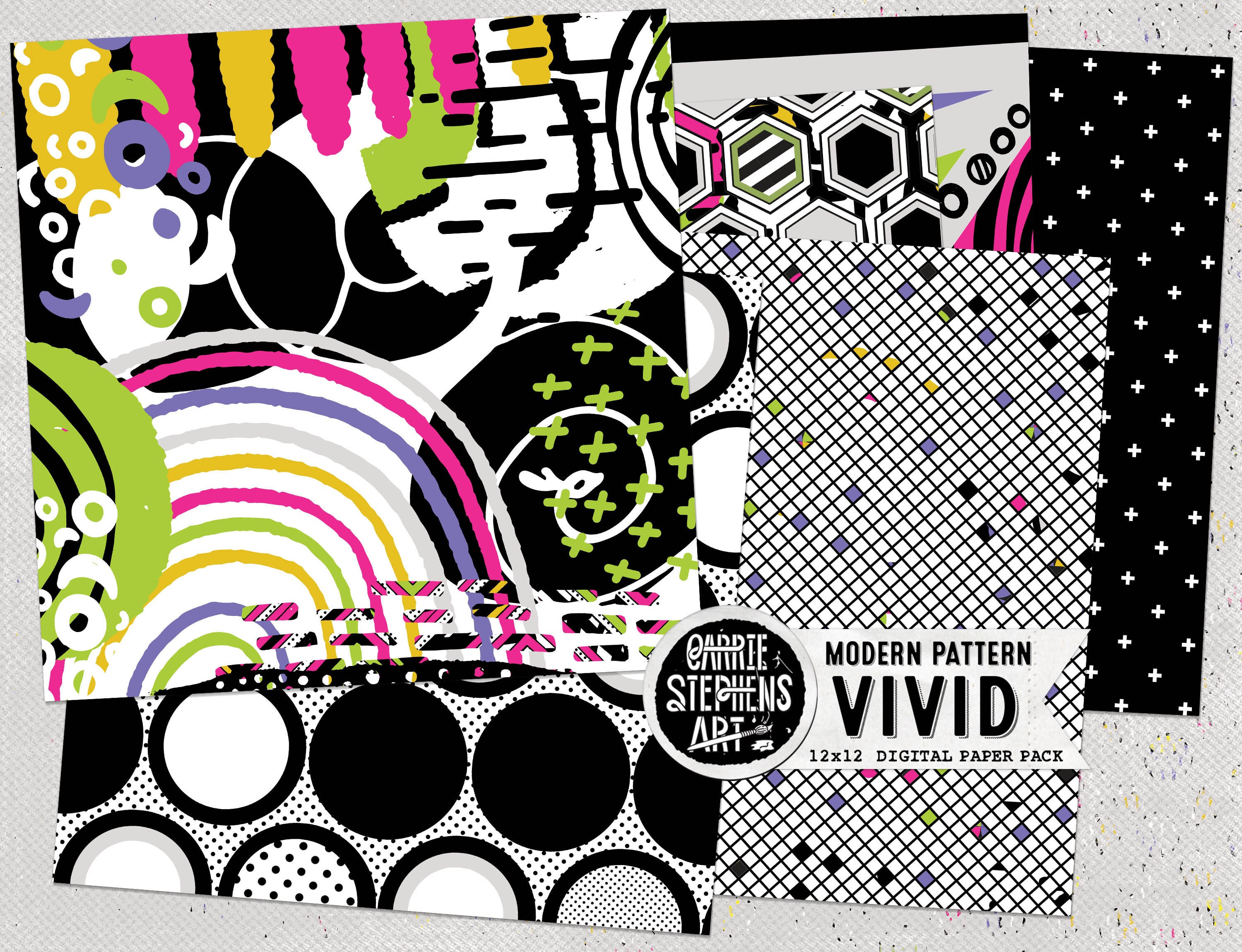 Modern Geometric Pattern Scrapbook Paper Vivid Pink Digital - Etsy Canada