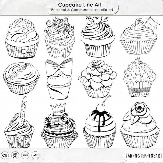 Birthday Cupcakes Clipart Black And White