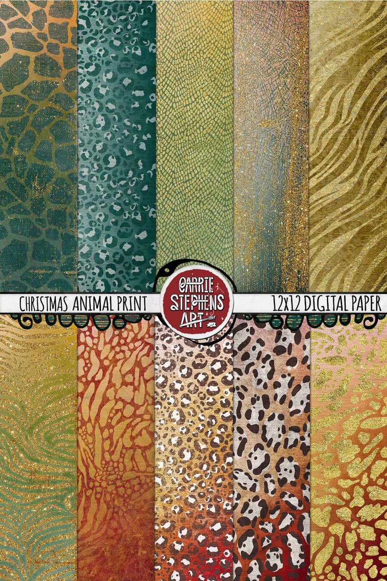 Christmas Animal Print Digital Paper Leopard Pattern Textured | Etsy