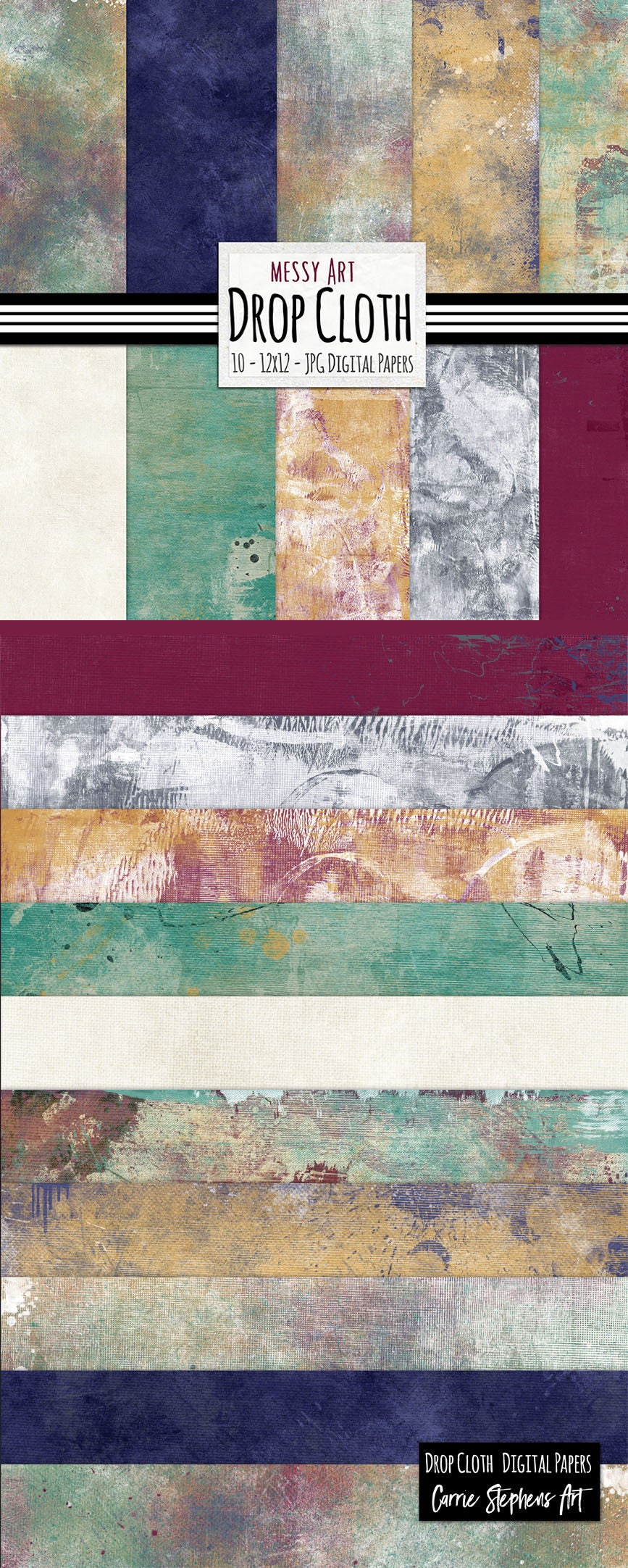 Painted Digital Paper Artists Canvas Drop Cloth Backgrounds - Etsy