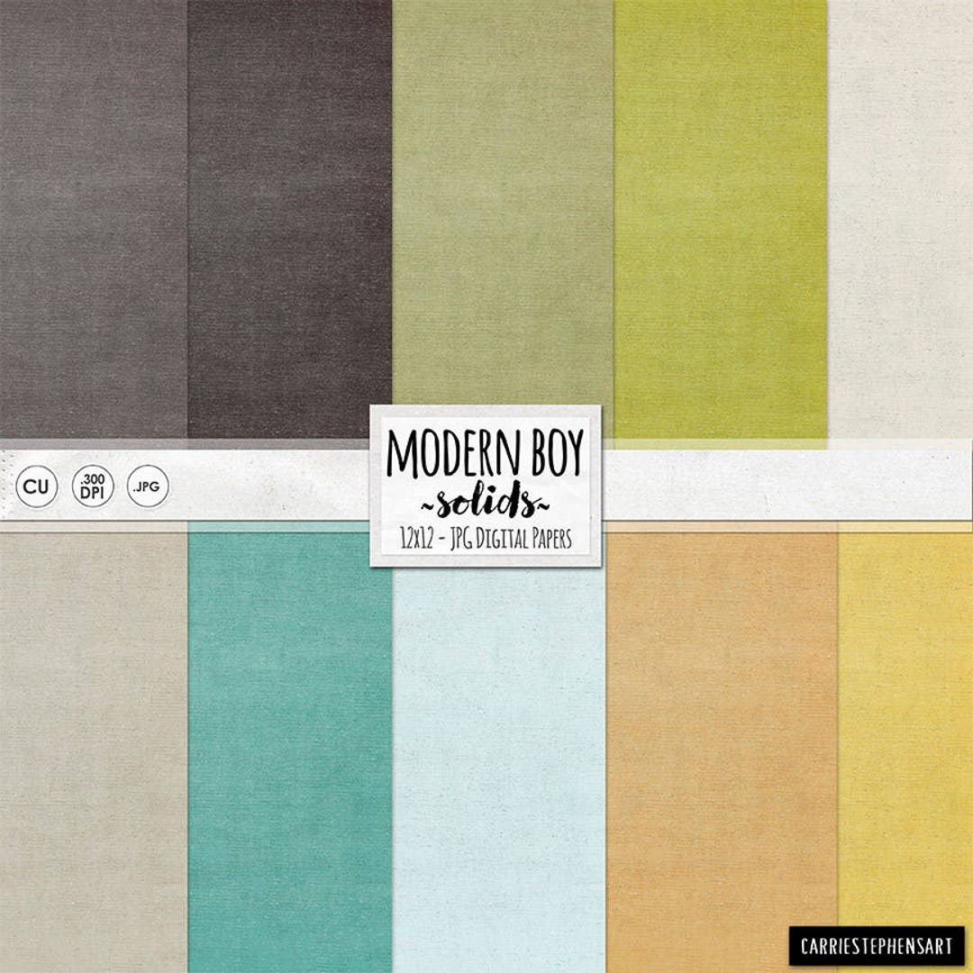 Modern Boy Solid Digital Background Papers, Digital Cardstock, Solid ...