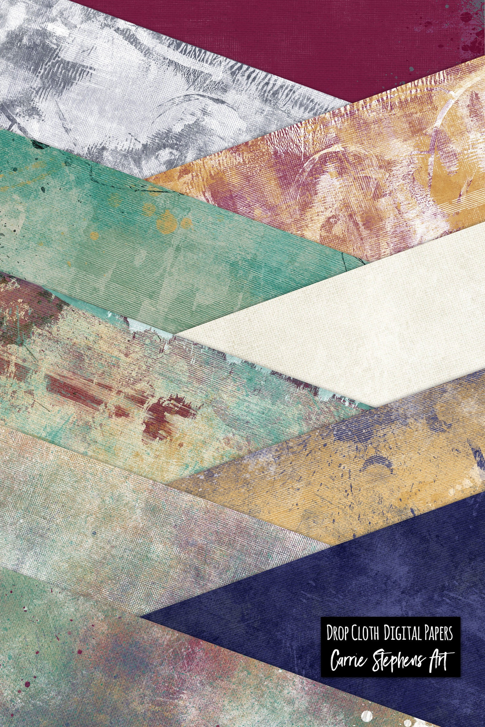 Painted Digital Paper, Artists Canvas Drop Cloth Backgrounds With Paint ...