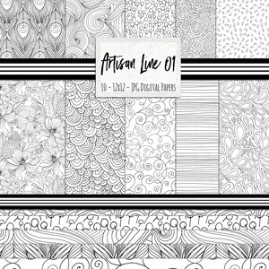 Black and White Digital Background Bundle, Digital Paper Bundle ...