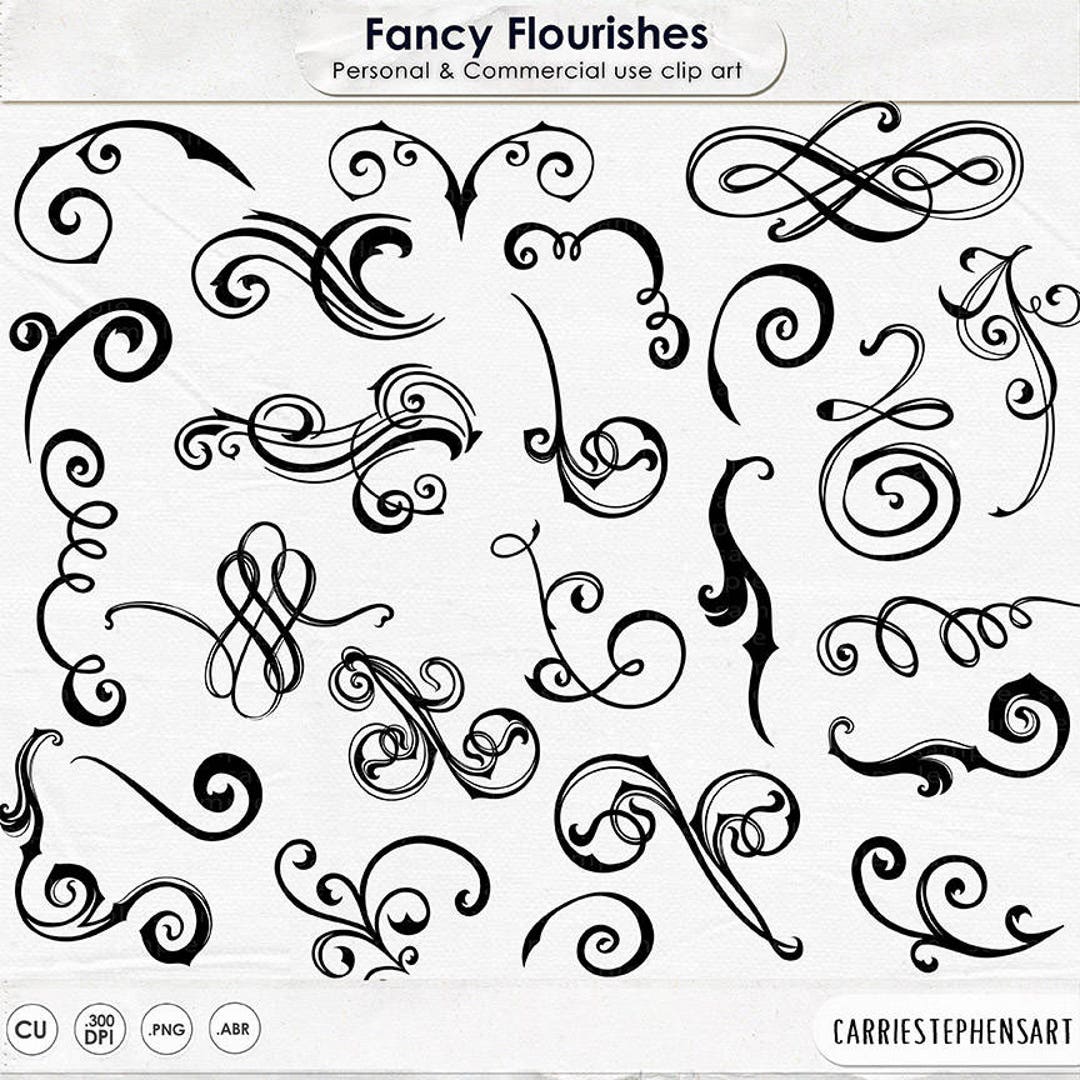 Fancy Wedding Flourish Swirl Clip Art, Elegant Ornament, Wedding ...