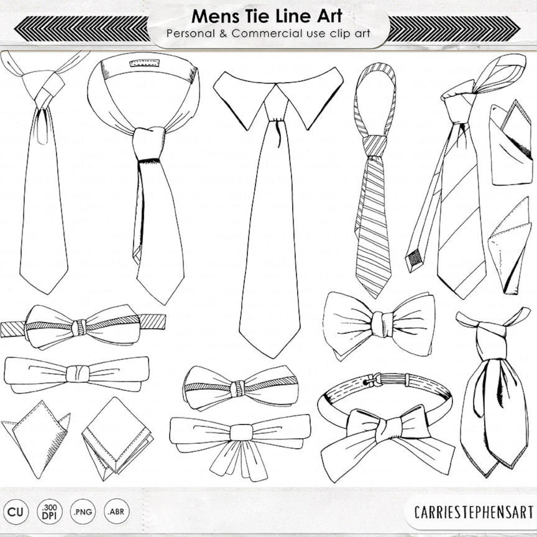 Fathers Day Clipart, Mens Tie Line Art, Digital Illustrations for Dad ...