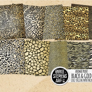 Black & Gold Animal Print Digital Paper Patterns - Etsy Canada