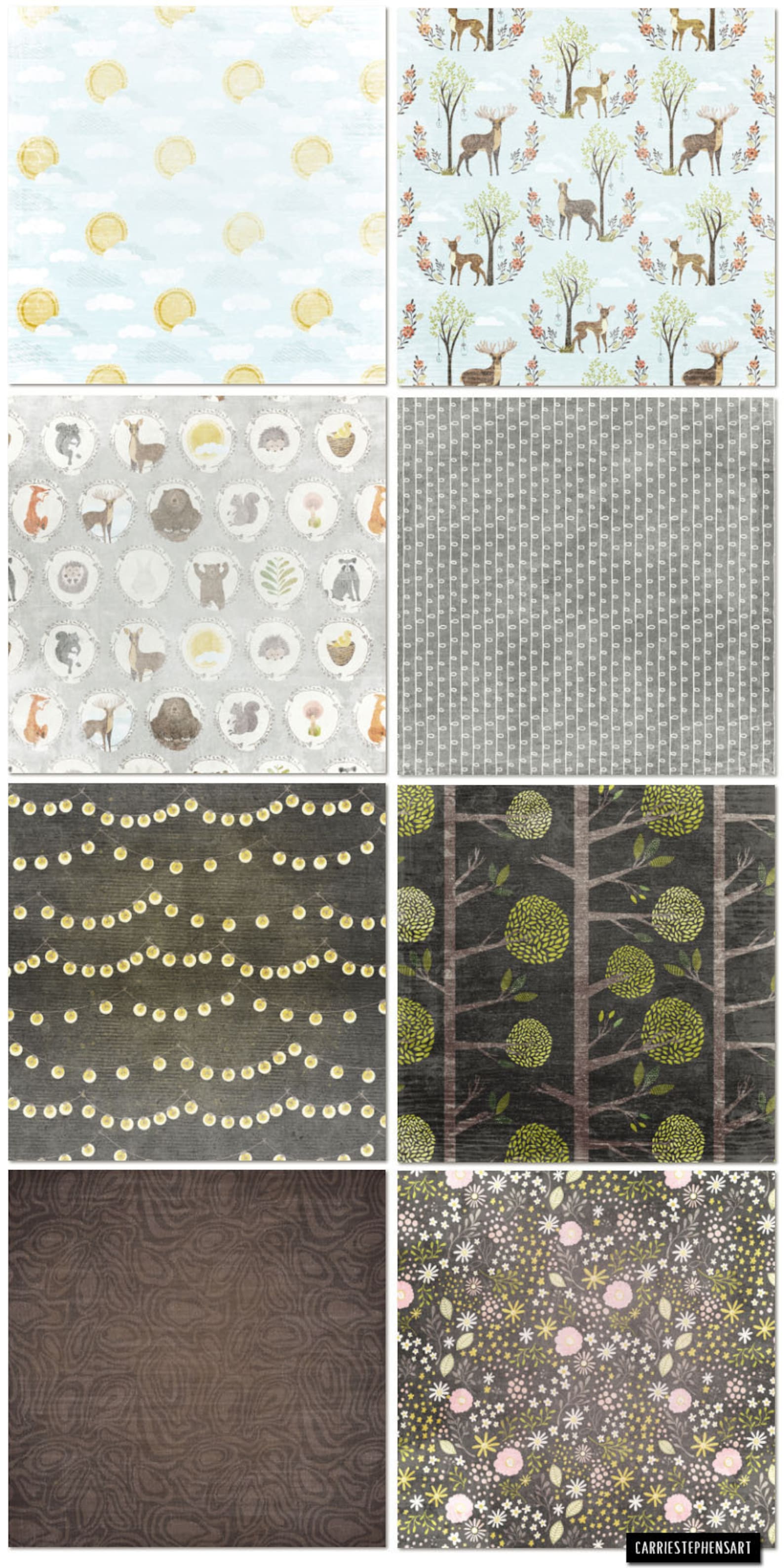 Woodland Animal Digital Scrapbook Paper, Printable Background Texture ...