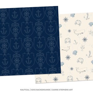 Nautical Digital Paper, Anchor Pattern, Summer Nautical Wedding ...