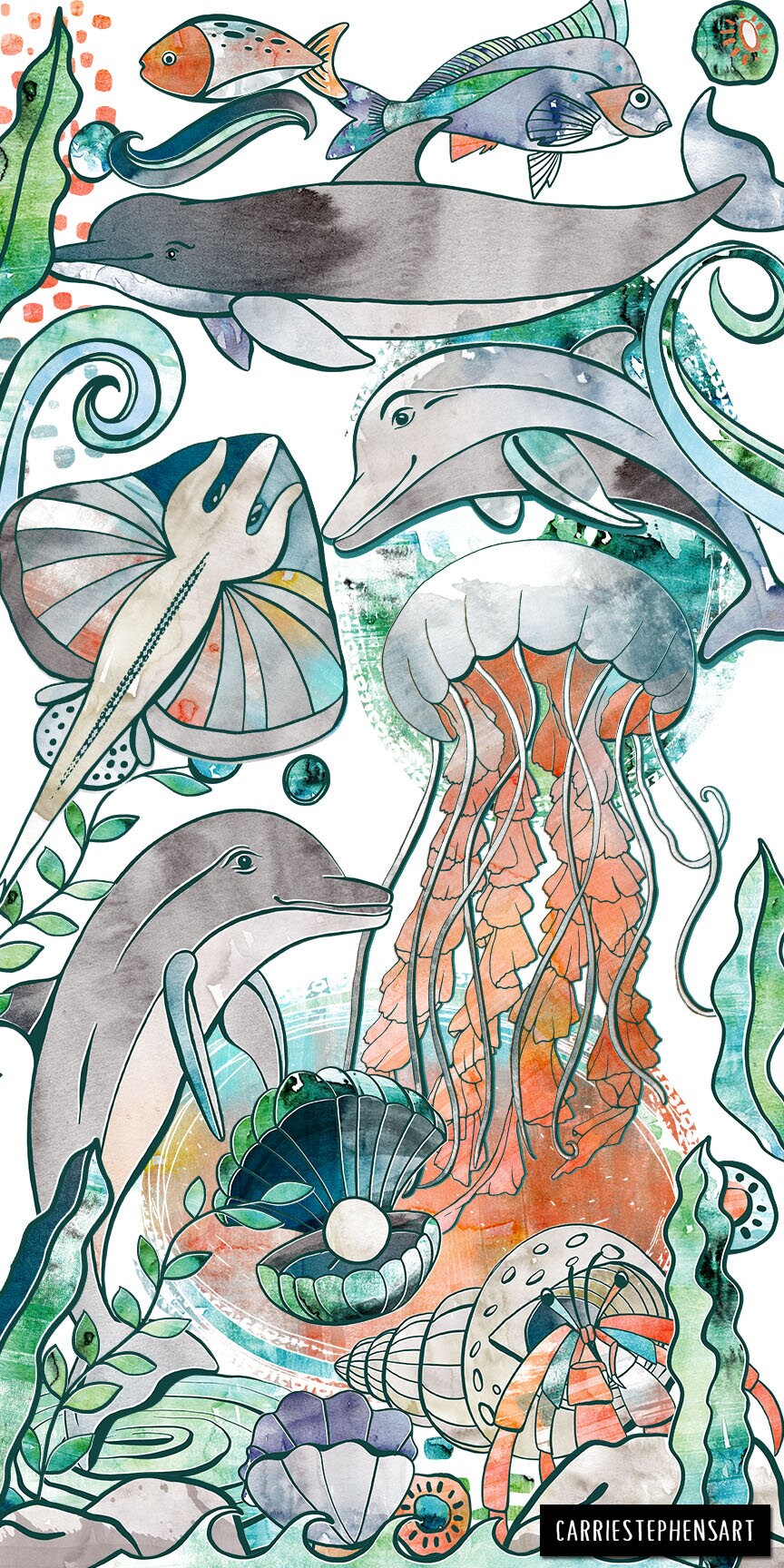 Watercolor Ocean Animal Clip Art Dolphin Watercolor Clipart | Etsy