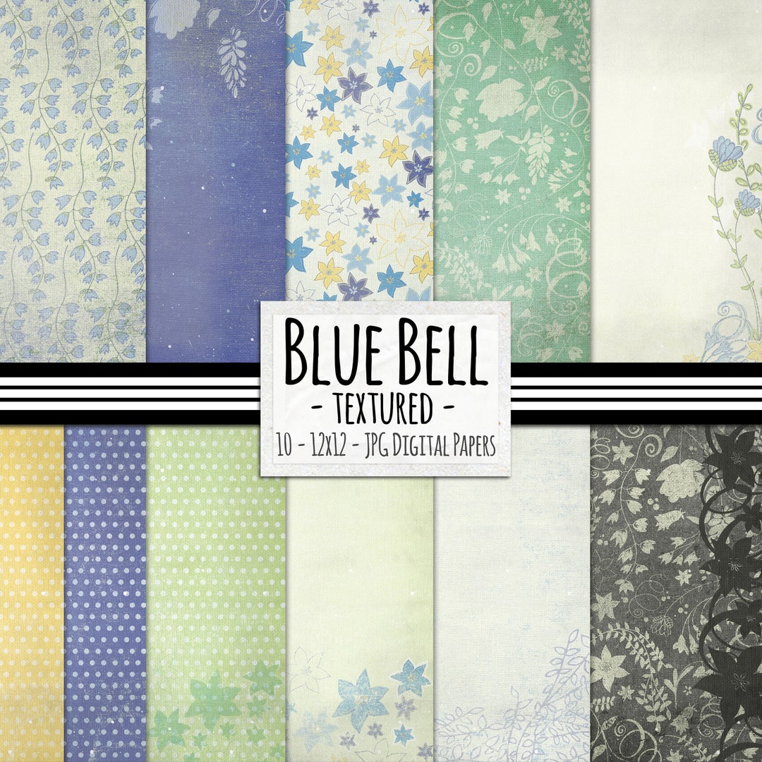 Flower Digital Papers, Spring Floral Paper, Periwinkle Blue Flower ...