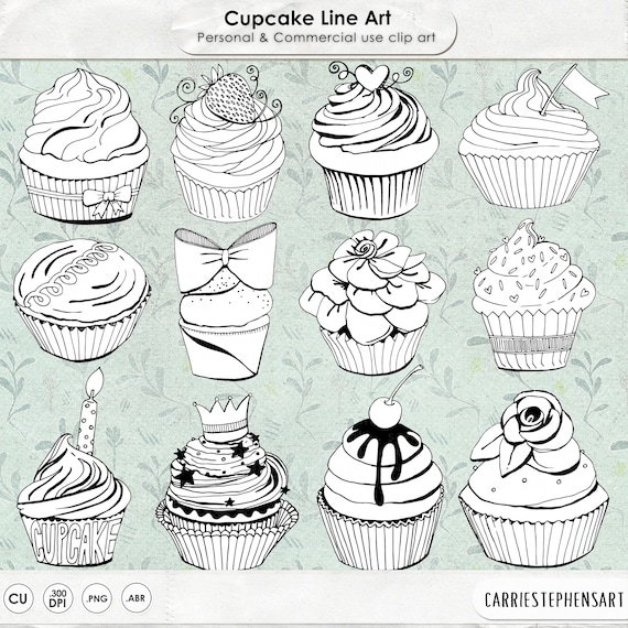 Birthday Cupcakes Clipart Black And White