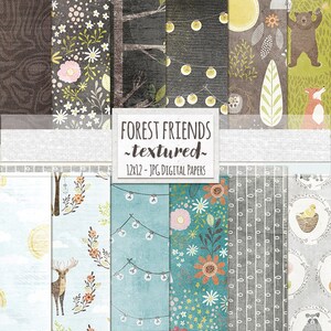 Woodland Animal Digital Scrapbook Paper, Printable Background Texture ...