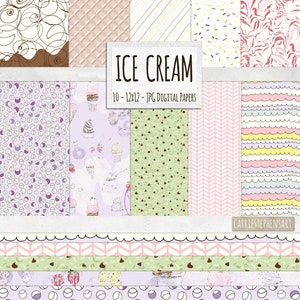 Ice Cream Backgrounds, Sweet Summer Treats Digital Paper, Pink and ...