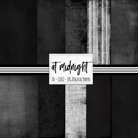 Midnight Black Digital Paper, Charcoal Black Textured Background, Black ...