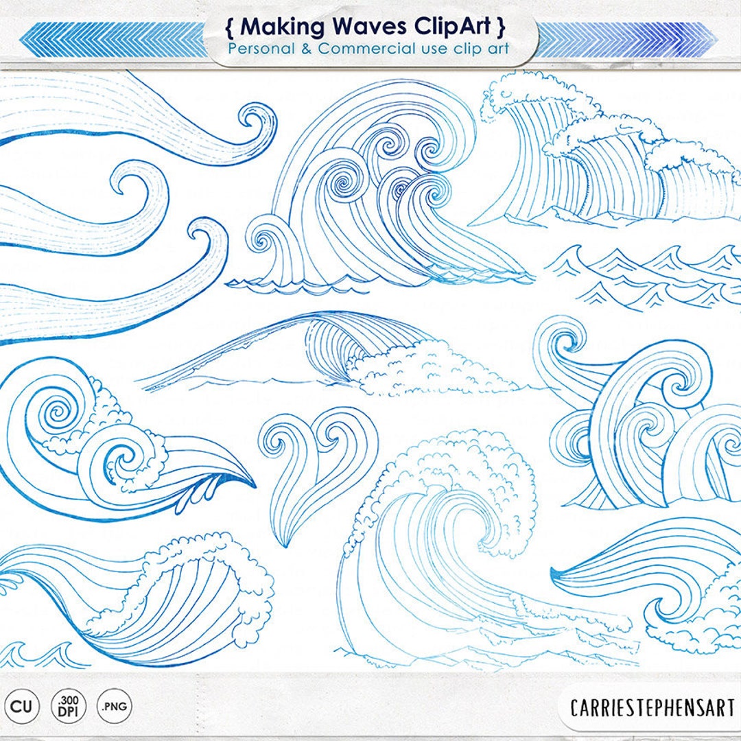 Mermaid Clipart, Surf's Up, Ocean Wave Nautical Clip Art, Beach Wedding ...